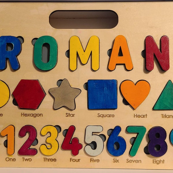 Name Numbers Shapes Puzzle Laser Cut Files SVG, DXF, DWG, Ai, Digital ...