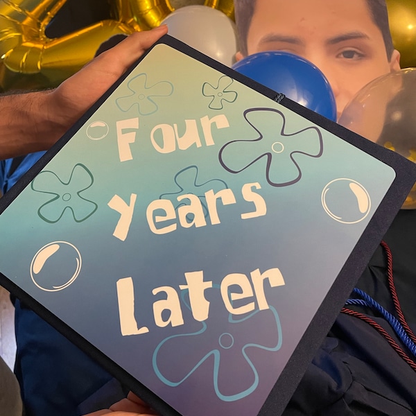 Custom Graduation Cap Topper, Four Years Later, Gemstone Border - Etsy