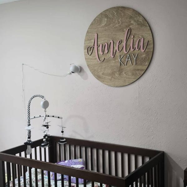 Round Baby Name Sign | Personalized | Child Name Sign | Nursery Sign ...