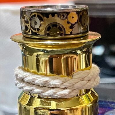 Vintage Steampunk Gear Mens Ring in Titanium - Etsy