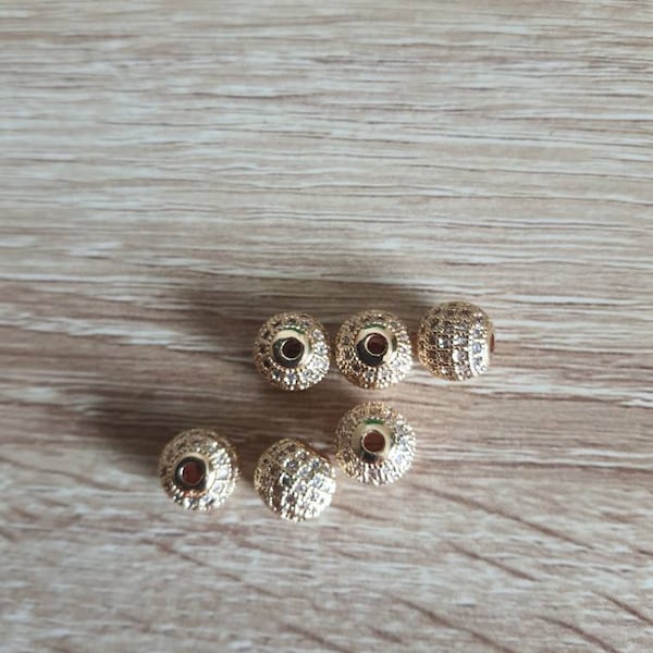 4mm 14K Real Gold Plated CZ Paved Beads,diamond Beads,cz Ball Beads ...