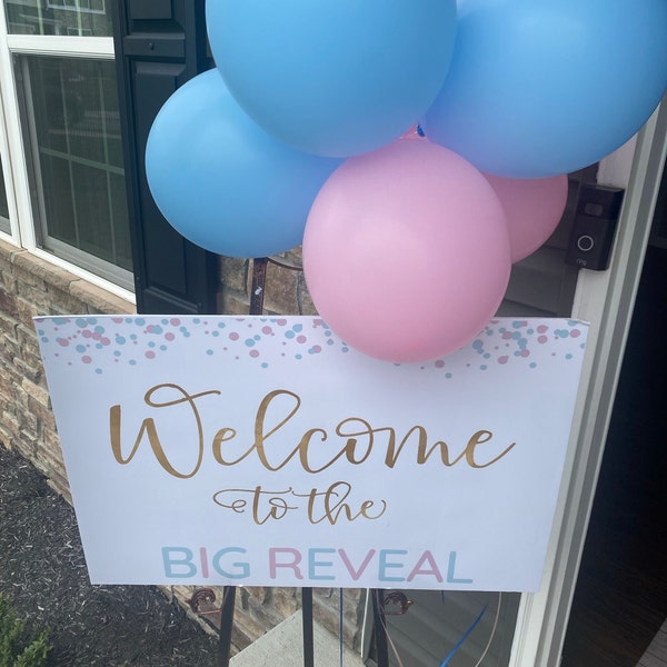 Welcome to the Big Reveal Sign, Gender Reveal Party Sign - Gender ...