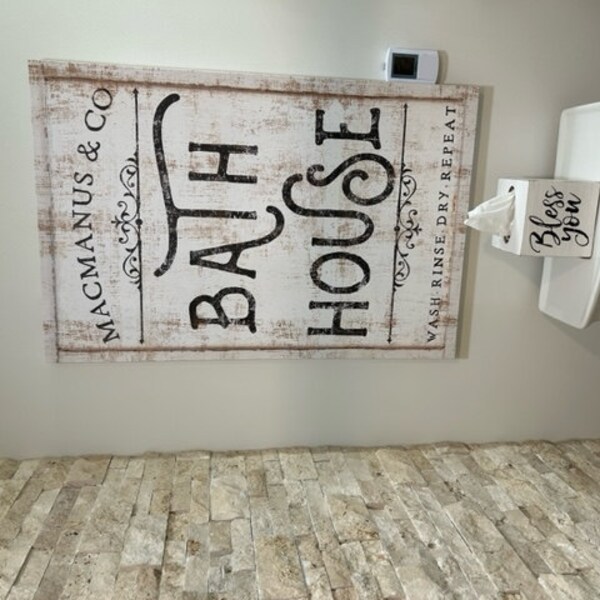 PERSONALIZED Custom Bath House Sign Bathroom Art Family Name and Co ...