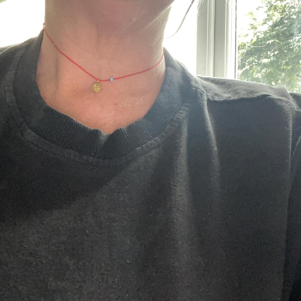 14k Gold Plated Mantra Om Charm Red String Necklace | Handmade Dainty ...