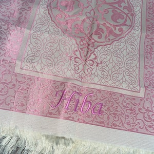 Pink Color Personalized Prayer Mat, Eid Gifts, Islamic Gift Set, Prayer ...