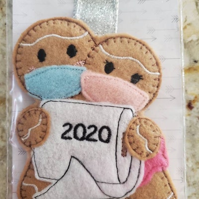 Blue/pink Mask Couple Toilet Paper Ginger/gingerbread Felt Ornaments ...