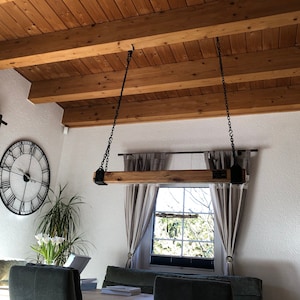 Wood Beam LED Pendant Light No.2 Industrial Wood Pendant Linear ...