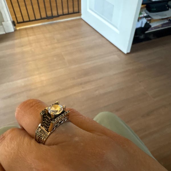 Solitaire Silver Ring, One Stone CZ Ring, Cubic Zircon Ring, Old Style ...