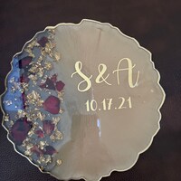 Round Custom Resin Ring Plate With Handles Nikkah Wedding Personalise ...