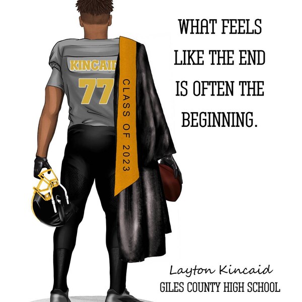 Footballer Graduation Printable Gift American Football Illustration ...