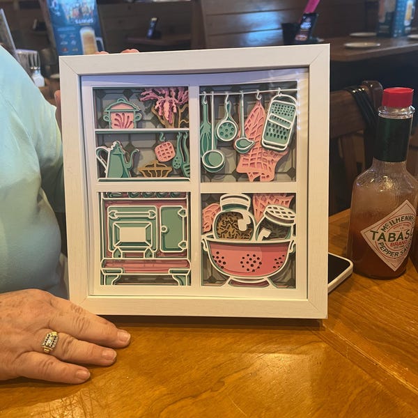 3D Kitchen SVG EPS, Cooking Shadow Box, Layered Cardstock Oven ...