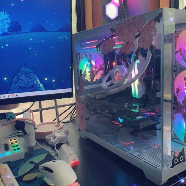 Sakura Cherry Blossom Branch Collection Tricolor Gaming Computer ...