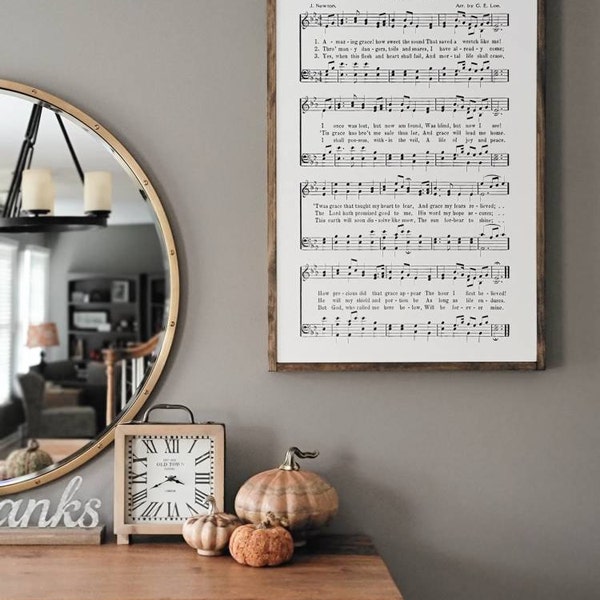 Amazing Grace Sign | Song Lyric Gift | Amazing Grace Sheet Music Sign ...