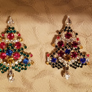 Vintage Sparkly Rhinestone Santa Claus Face Brooch Pin and Earrings Set ...