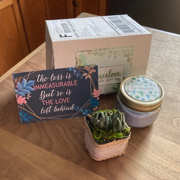 The Loss is Immeasurable - Succulent and Candle Gift Box - Grief Gift ...