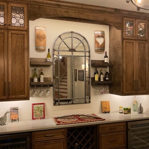 Wood Wine Rack the Ryan Wall Mounted Shelf & Hanging Stemware Glass ...