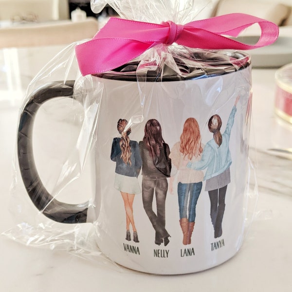 Four Friends Mug, 4 Best Friends Forever Mug, Personalized Coffee Mug ...