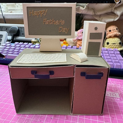 3D Computer and Computer Desk SVG Cut File Gift Card Holder - Etsy