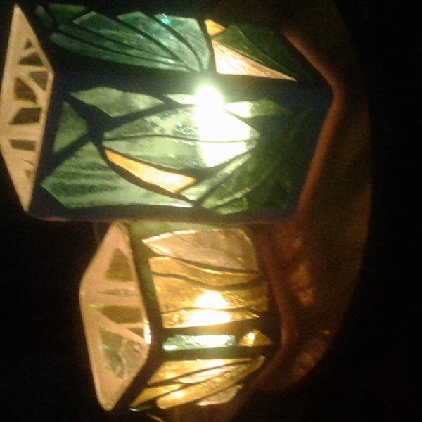 Stained Glass Candleholder,"morning Sunset",candle, 4X4' Square,orange ...