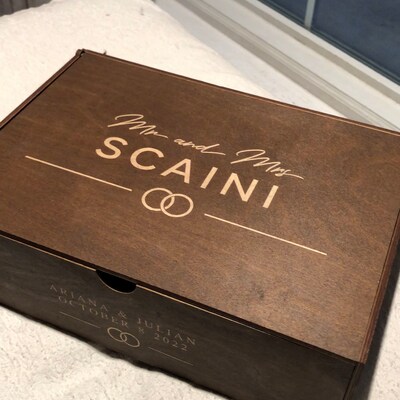 Wedding, Engagement Gift for Couples Wedding Card Box, Custom Wooden ...