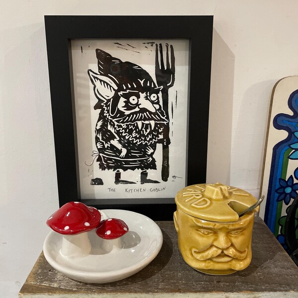 The Kitchen Goblin, Goblin Print, Kitchen Print, Weird Wall Art, Occult ...