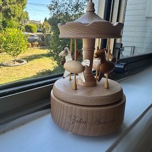 Personalized Engraved Keepsake Carousel Music Box,wooden Christmas ...
