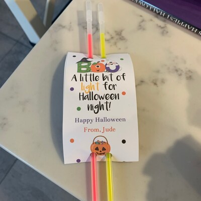 Printable Glow Stick Tag, A Little Bit of Light for Halloween Night ...