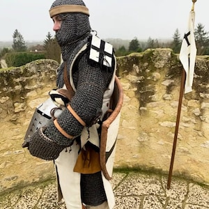 Brassed Gorget Chainmail Flat Riveted Rings Padded With White Gambeson ...