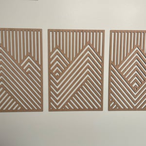Geometric Mountains Wood Wall Art Panels Abstract Wooden - Etsy