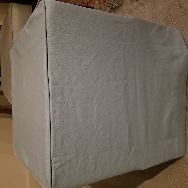 Ottoman Slipcover With Knife Pleats, Washable Canvas Ottoman Cover ...