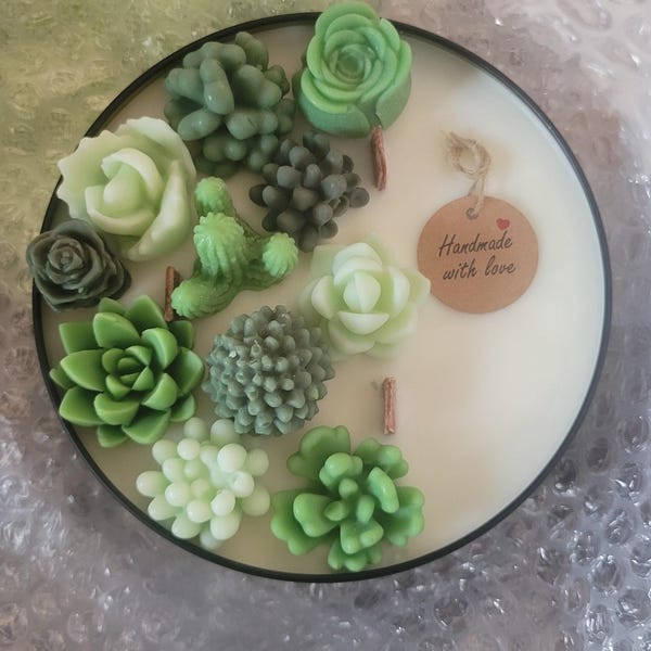 Purple Variety Succulent Candle | Custom Scented Candle | Hand-poured ...