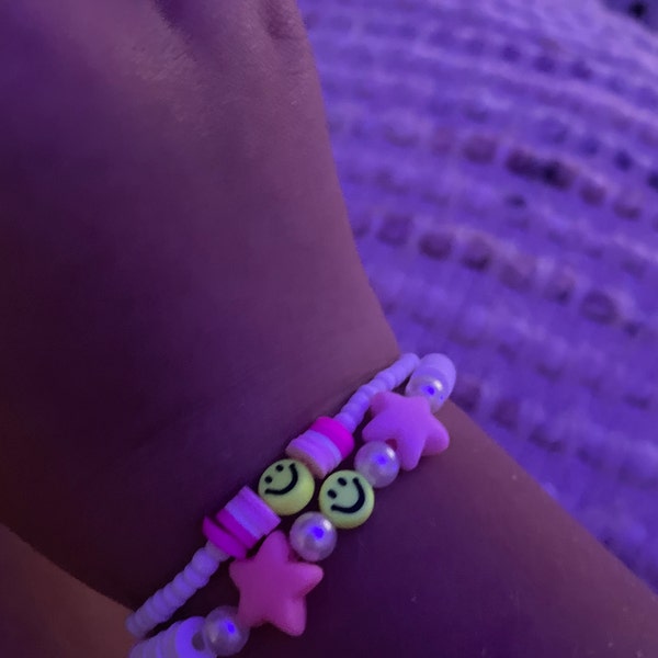 The Smiley Star Stack | Preppy Bracelets - Etsy