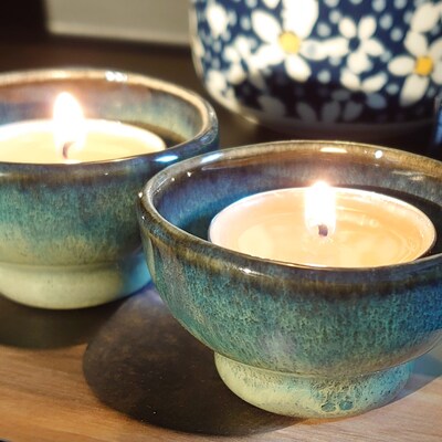 Handmade Ceramic Tealight Holder Small Pottery Tea Light Candle Holder ...
