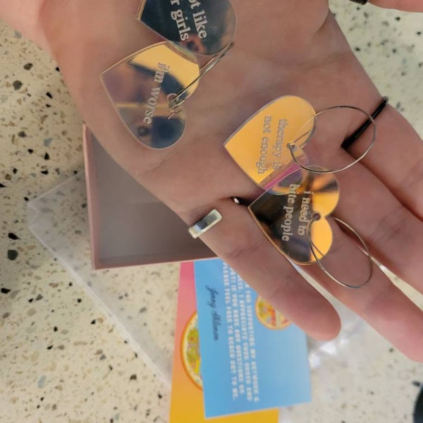 Iridescent Therapy is Not Enough I Need to Bite People Heart Hoop ...