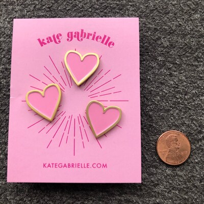 Mini Pastel Pink Hearts Enamel Lapel Pin Set / Buy 3 Pins Get 1 Free ...