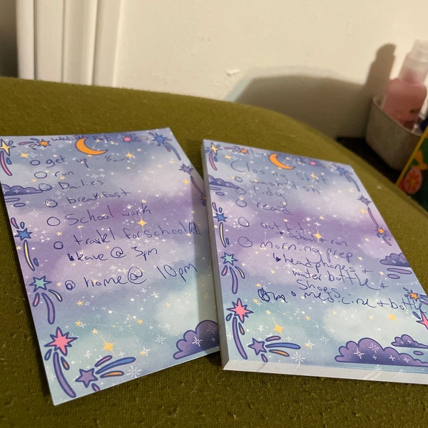 Celestial Galaxy Notepad | Cute Dreamy Kawaii Aesthetic Stationery Memo ...