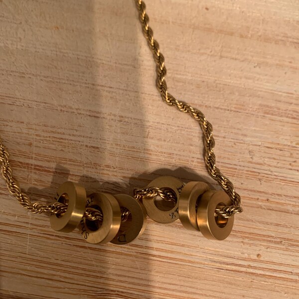 Personalized Coin Necklace With Rope Chain - Circle Pendant Necklace ...