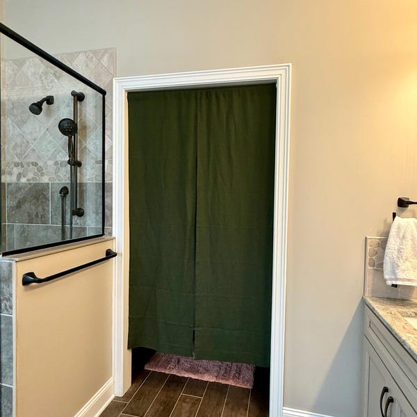 Moss Green Japanese Noren Curtain. Linen Door Curtain. Moss Green ...