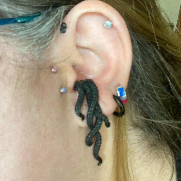 Octopus Tentacle Earrings, Octopus Earrings, Octopus Studs, Tentacle ...