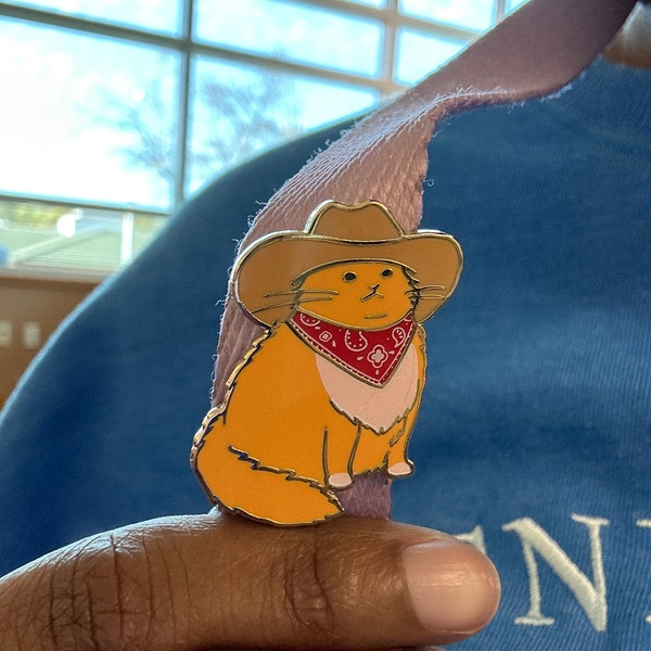 The Original Cowboy Cat Enamel Pin - Meowdy! - Etsy