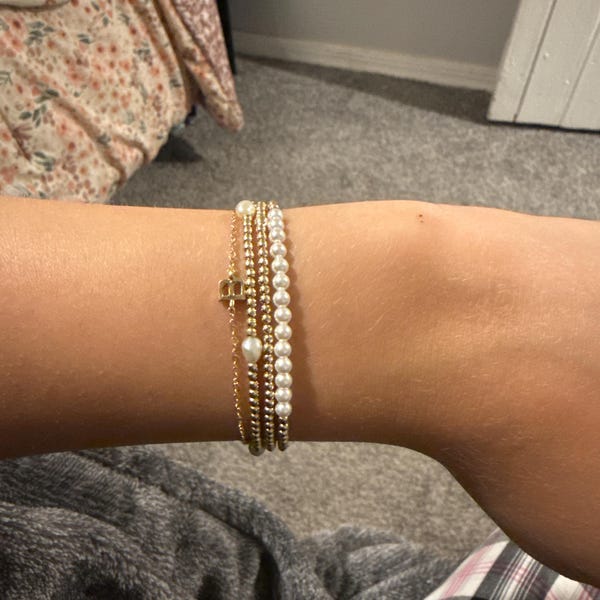 14k Gold Filled Beaded Stack • Dainty Stackable Bracelets ...