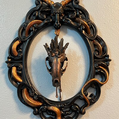 Handmade Ornate Oval Plaster Snake Serpent Frame With Baphomet goth ...