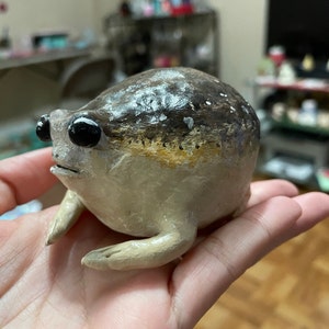 Handmade Mini Fat Brown Yellow Desert Rain Frog Figurine Gift Small ...