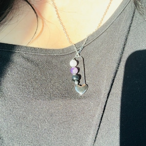 Handmade Empath Protection Necklace, Dainty Heart Safety Pins With ...