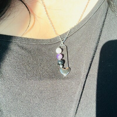 Handmade Empath Protection Necklace, Dainty Heart Safety Pins With ...