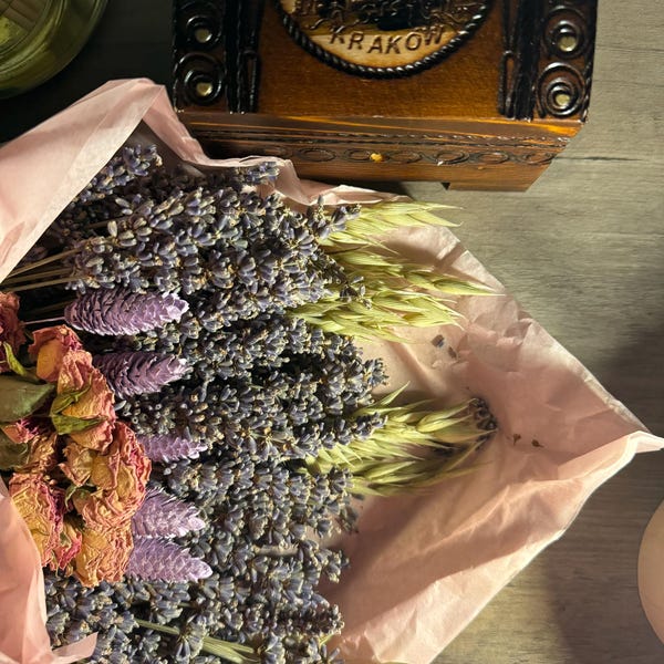 Dried Rose & Lavender Bouquet | Everlasting Flower Arrangement ...