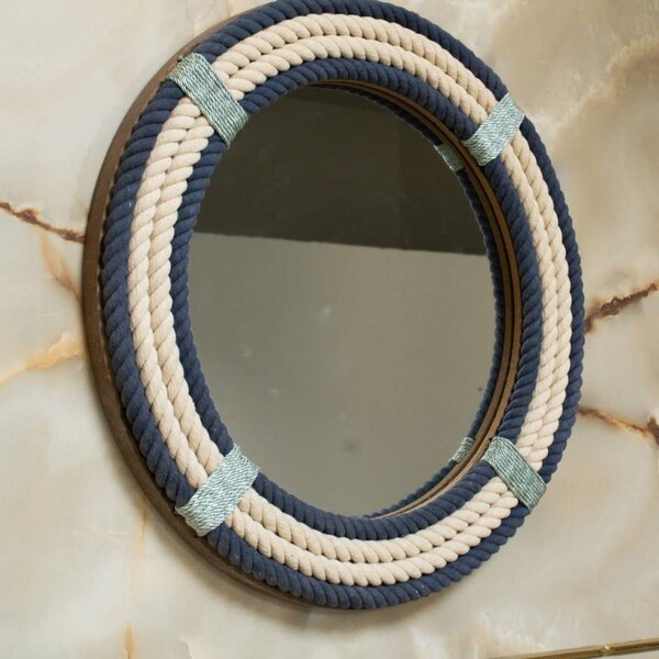 Soft Touch Rope Durable Hanging Mirror Round Nautical Decor Decorative ...