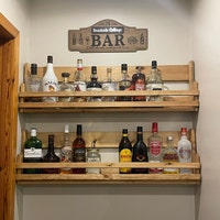 Handmade Bespoke Reclaimed Wooden Floating Gin Shelf and Bottle Rack ...
