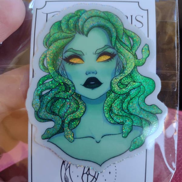 Holographic Medusa Sticker, Vinyl Sticker, Mythology, Fantasy Sticker ...