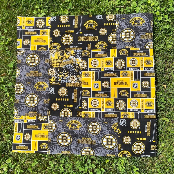 NHL BOSTON BRUINS Hockey 100% Cotton Watermark Print Fabric Material ...